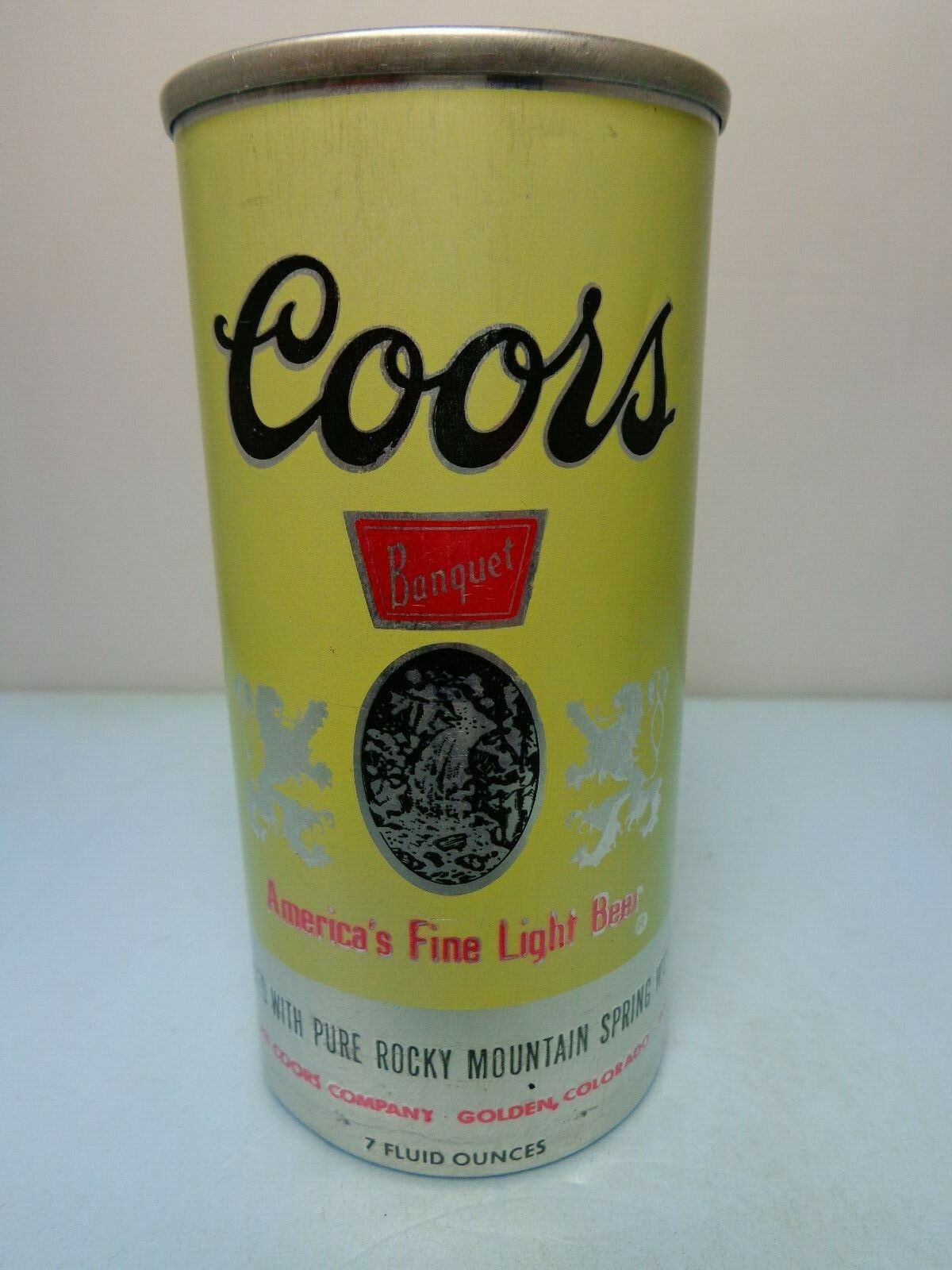 COORS 7oz. STRAIGHT ALUMINUM PULL TAB BEER CAN #28-13 RED GOLDEN ...