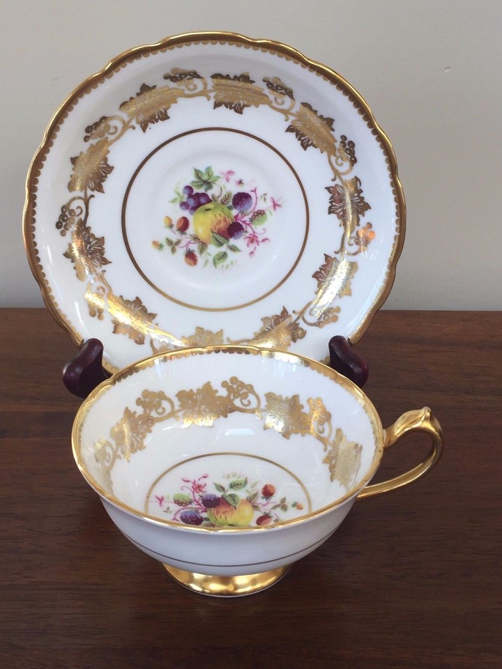 Paragon WHITE & GOLD with Fruit Footed Cup & Saucer Set ~ England | eBay