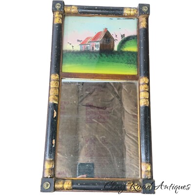 antique federal period folk art primitive reverse painted mirror 1810 ...