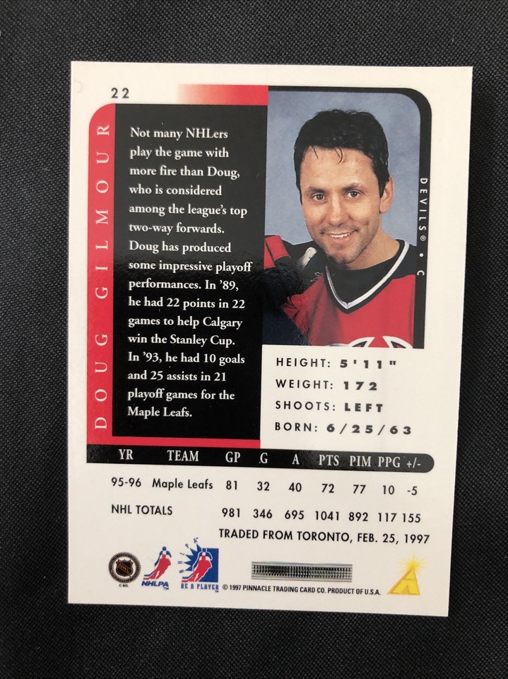Pinnacle NHL Trading Card - Doug Gilmour Devils Card 22 Signed | eBay