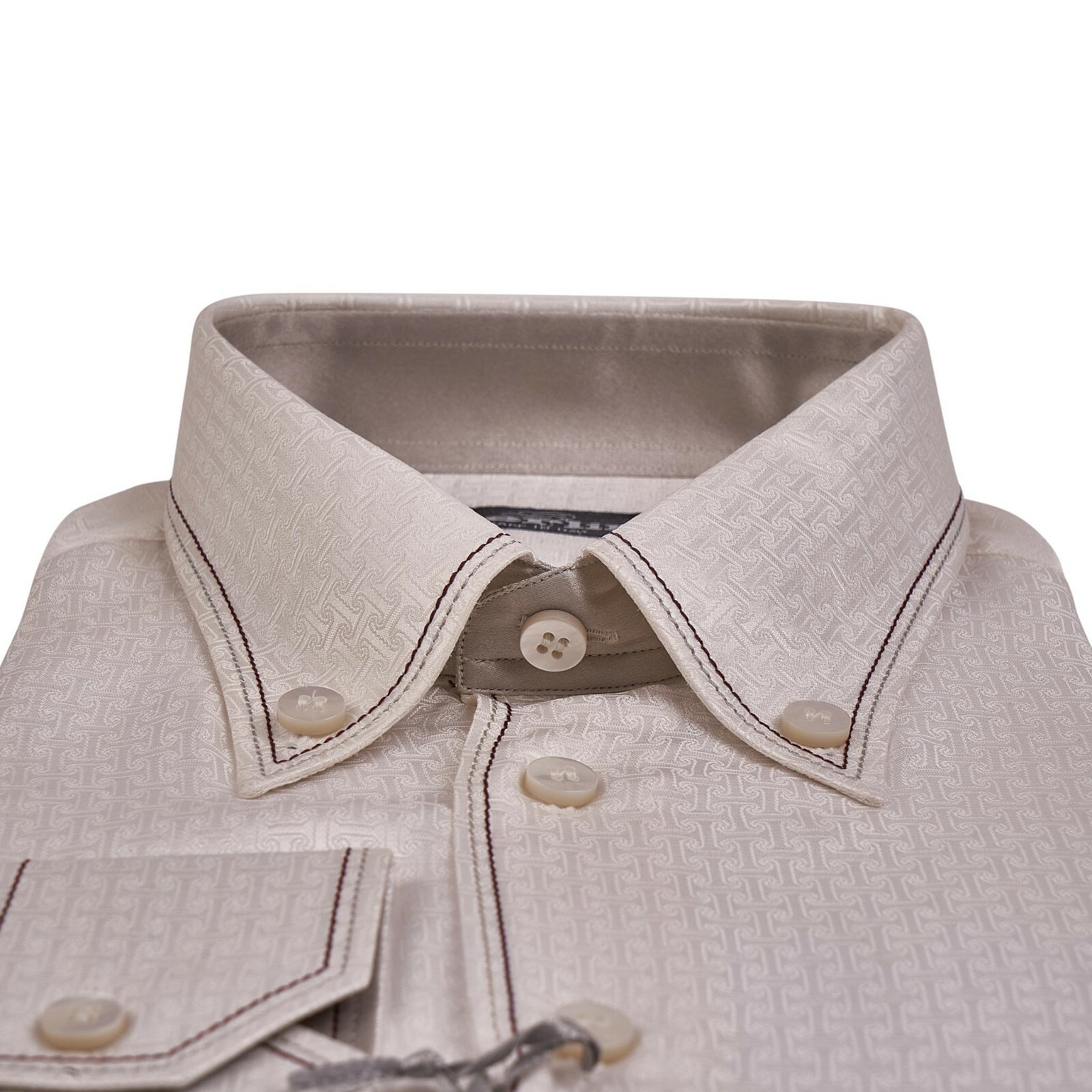 ITALIAN LUXURY 1400$ GERLIN Shirt White Jacquard 100% Silk 16-41 BIJAN ...