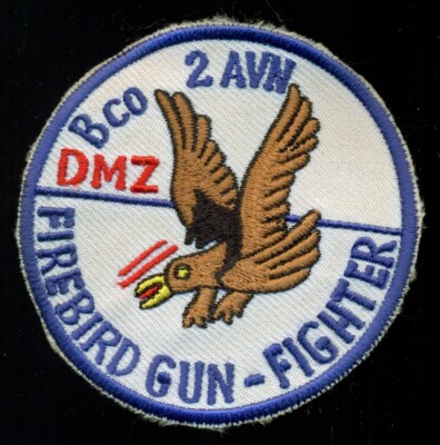 Original US Army Bravo Company 2nd Aviation DMZ Firebird Gun Fighter ...