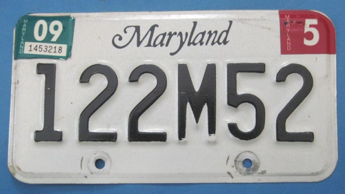 2009 Maryland motorcycle license plate | eBay