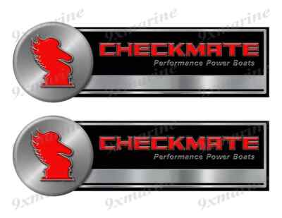 CHECKMATE Retro 80s Red Vinyl Decal Boat Stickers 2 PC Set, 10"x 3.5 ...