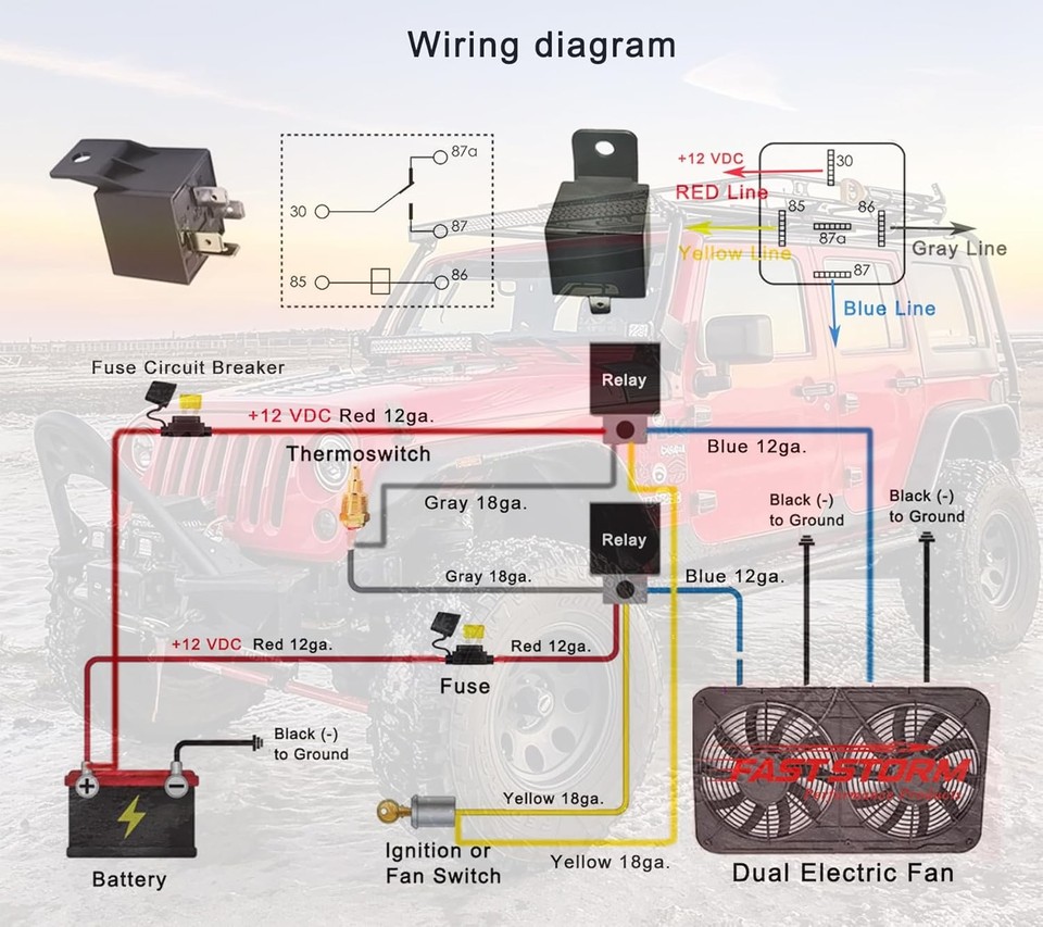 Dual Electric Fan Relay Kit Electric Radiator Fan Kit Temperature ...
