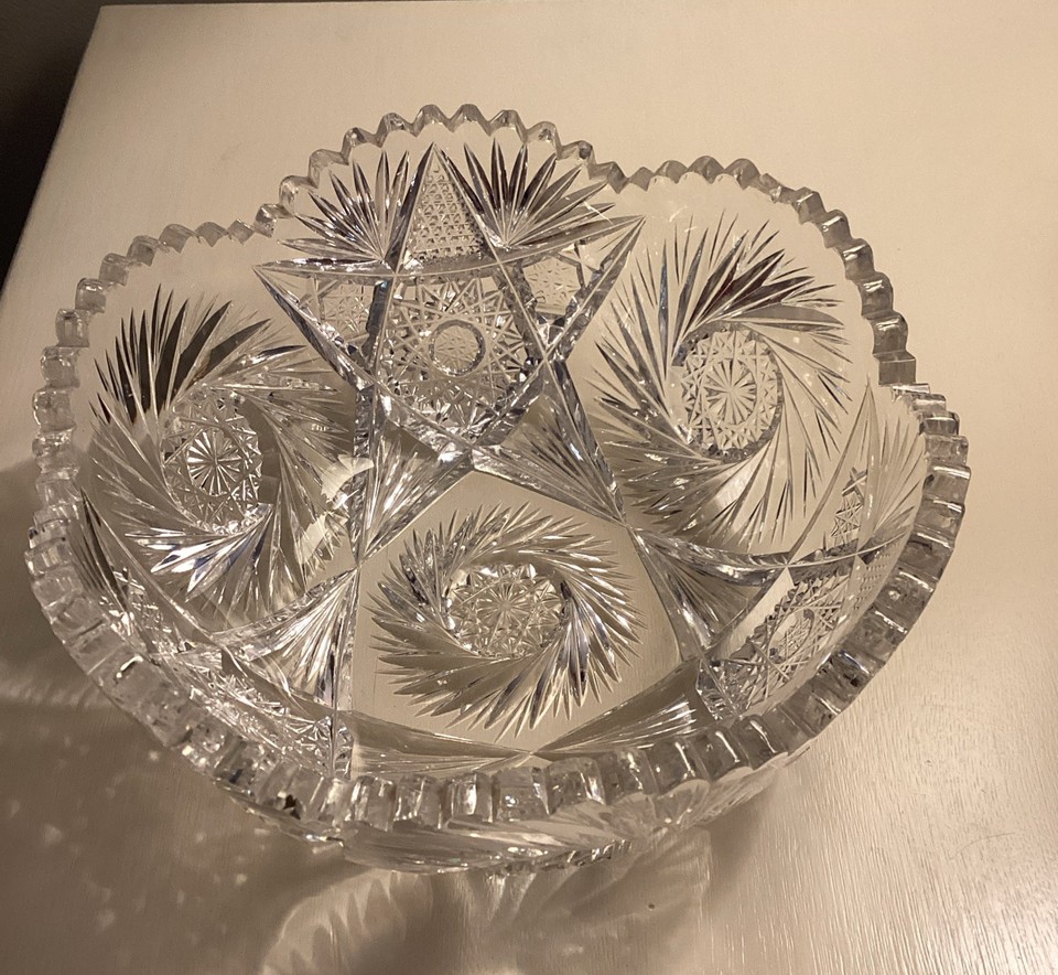 American Brilliant Period ABP Cut Glass Crystal Bowl ANTIQUE | eBay