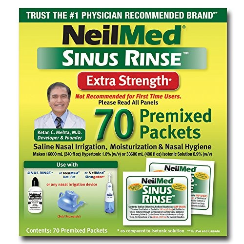 NeilMed's Sinus Rinse Extra Strength Pre-Mixed Hypertonic Packets, 70 ...