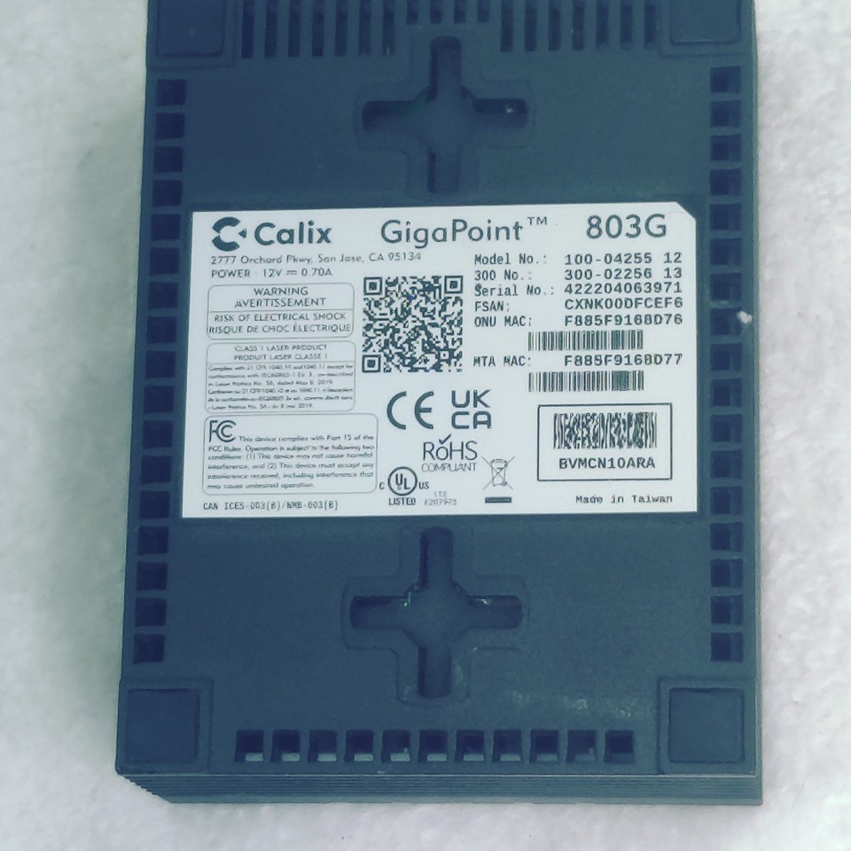 Calix GigaPoint 803G Fiber Optical Network Terminal Switch Module No AC ...