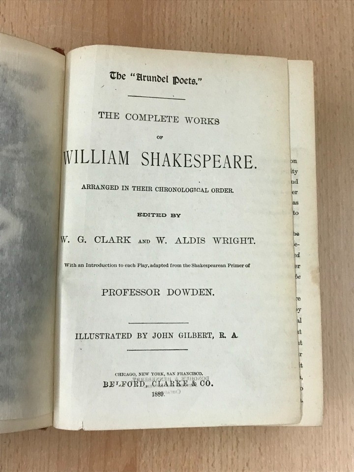 1889 The Complete Works of William Shakespeare by Clarke & Wright Hardcover Book | eBay