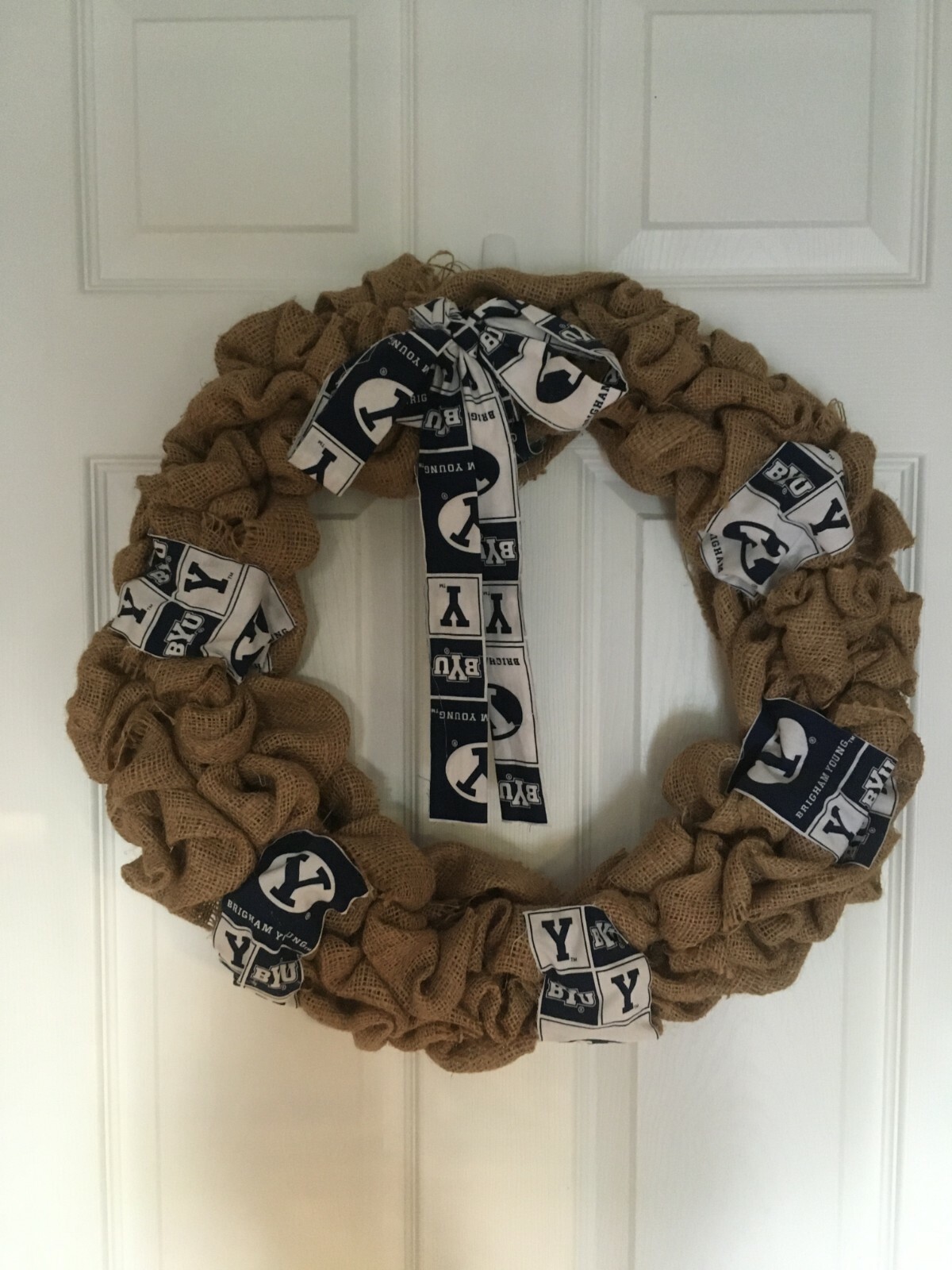 Burlap Wreath featuring BYU Ribbon | eBay