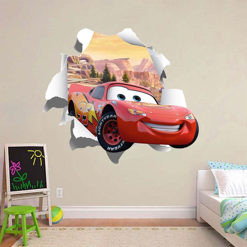 Cars Movie Lightning Mcqueen 3D Torn Paper Wall Sticker Decal WC249 | eBay