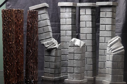 1:12 Diorama Stone Pillars and Tree trunks 1/12 props accessories ...