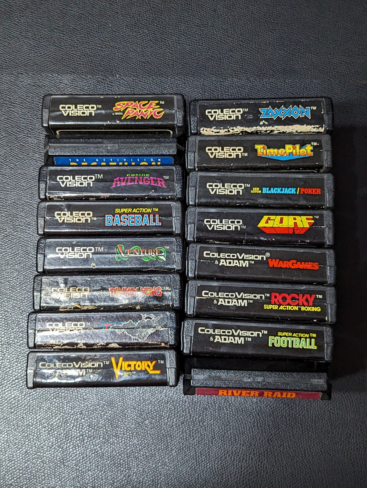 Lot Of 16 Colecovision Games - River Raid, Decathlon, War Games, Rocky ...