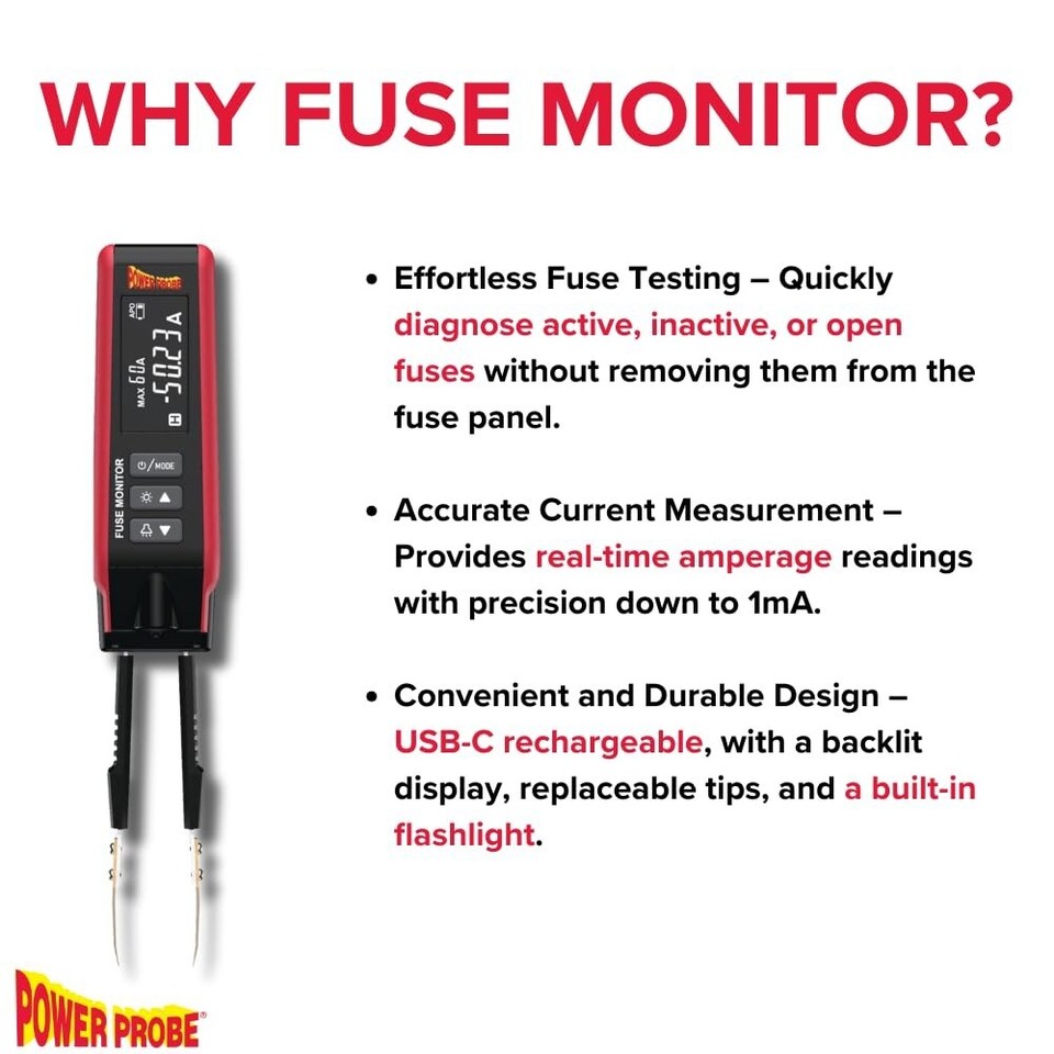 Power Probe PPFUSE Fuse Monitor - Circuit Tester for Mini Maxi & ATC ...