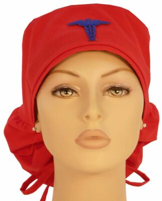 Surgical Chemo Big Hair - Cool Cap - Blue Caduceus on Red by Sparkling ...