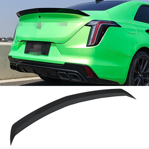 V style Black ABS Rear Trunk Spoiler Wing Lip Trim 1x For Cadillac CT4 ...