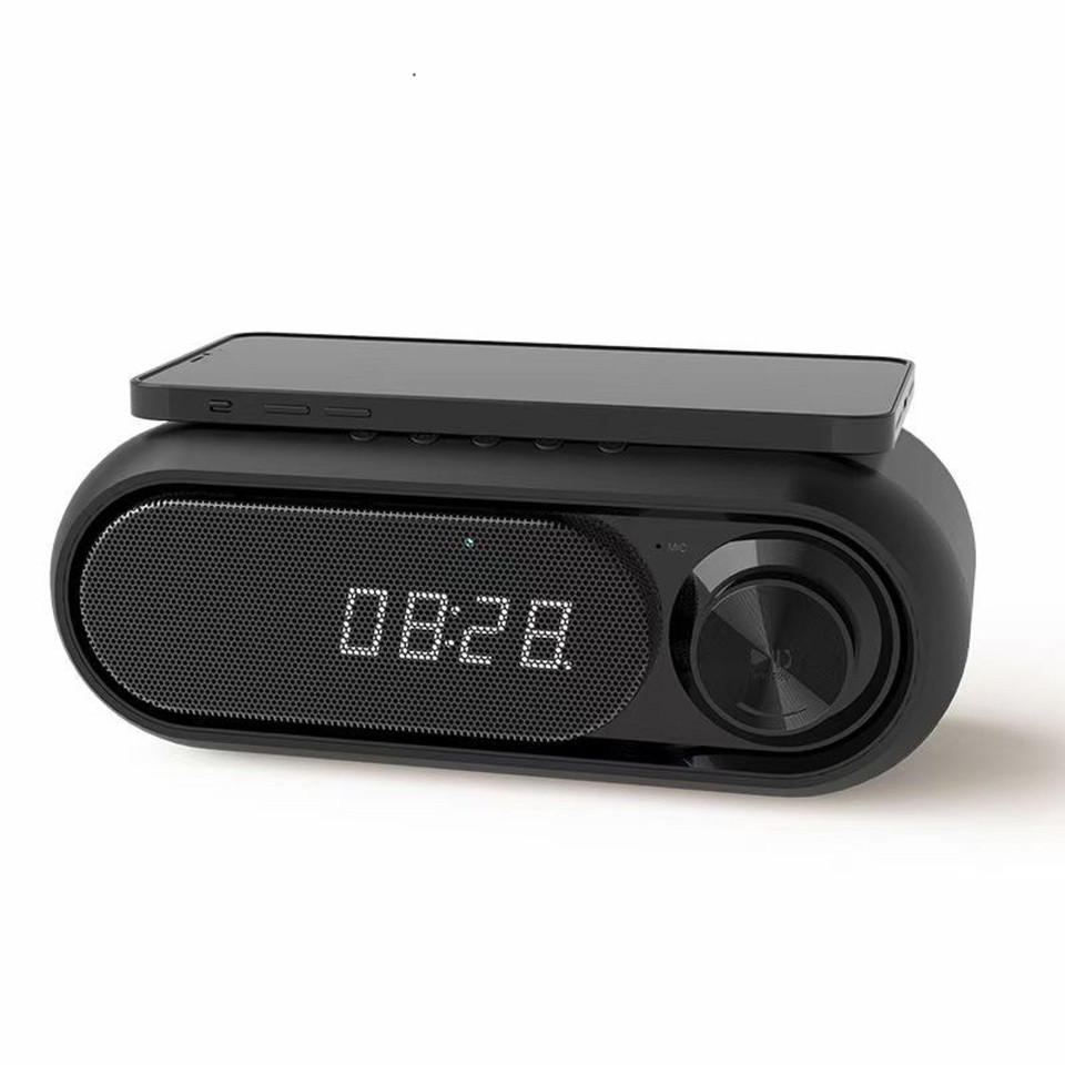 Metallic Gray/Pearl White LED Alarm Clock with BT 5.1 Speaker, Wireless ...