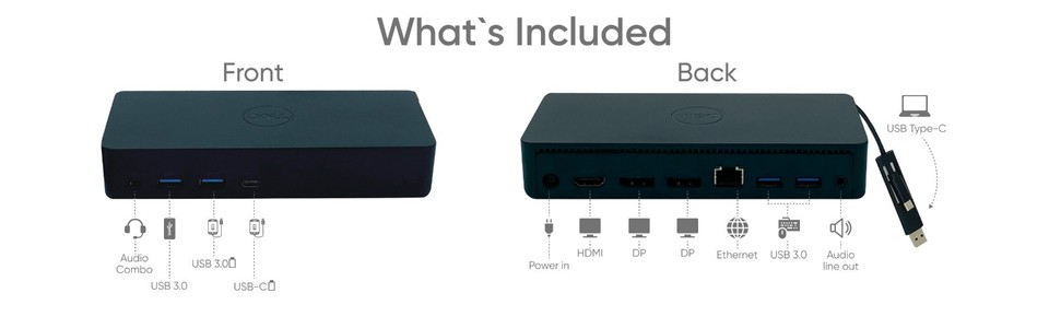 Dell USB-C Dock Dual Display 4K Docking Station for XPS 13 9350 | eBay