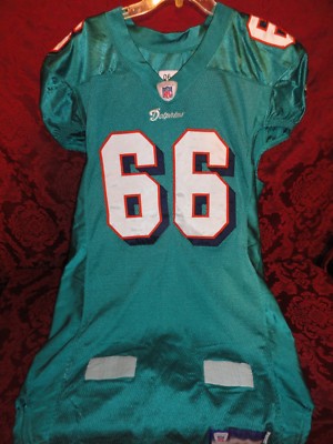 2007 MIAMI DOLPHINS Game Used Jersey # 66 Rex Hadnot Size 46 | eBay