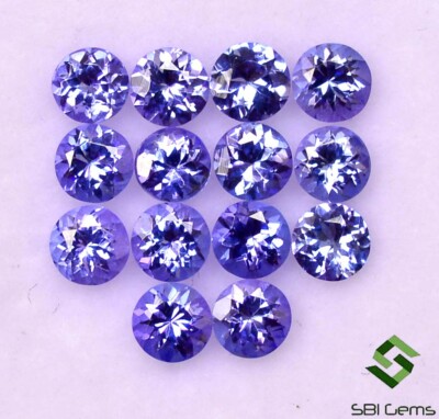 3 mm Natural Tanzanite Round Cut Lot 14 Pcs 1.81 Cts Calibrated ...
