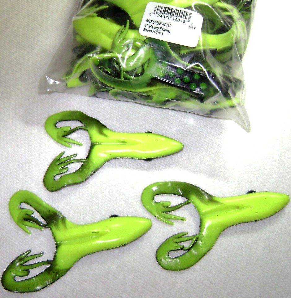 200 MISTER TWISTER 4 INCH HAWG FRAWG LURES FROGS BASS WATERMELON RED ...