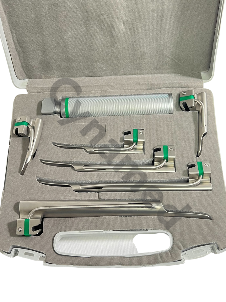 PREMIUM FIBER OPTIC LARYNGOSCOPE MAC + MILLER SET -EMT Anesthesia ...