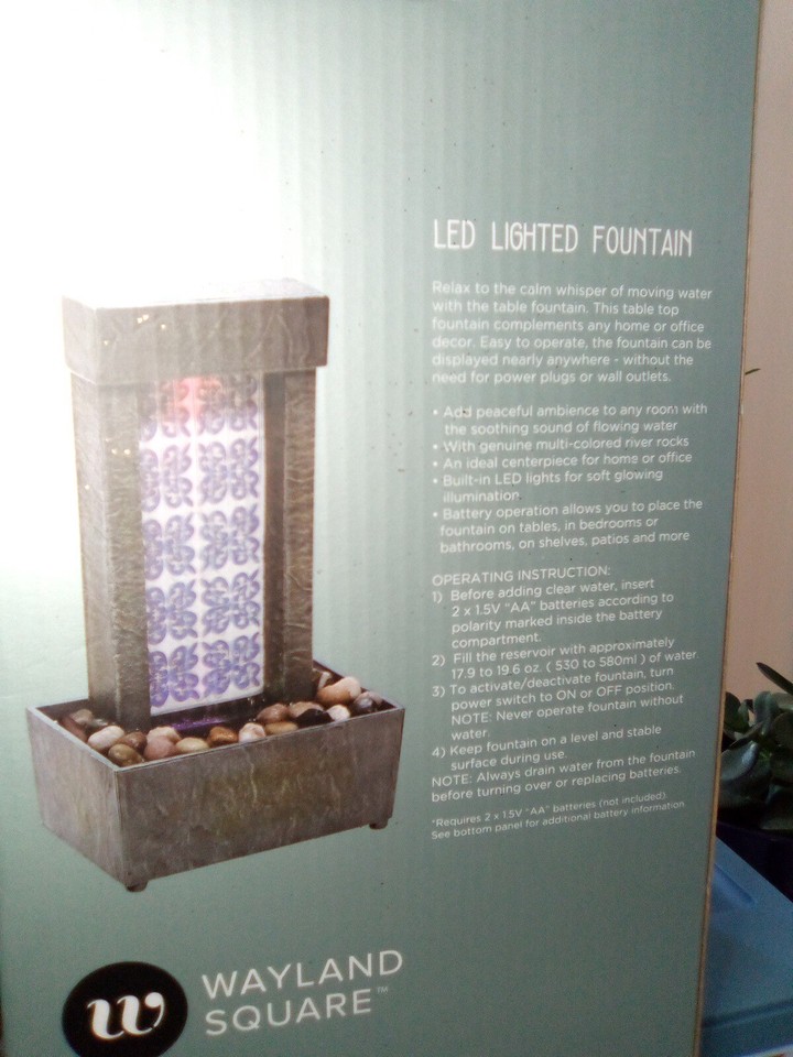 Wayland Square LED Lighted Table Fountain Crackle Glass Raining Wall ...