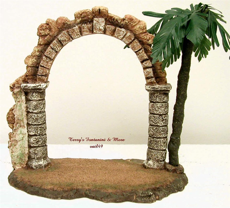 FONTANINI ITALY 5" ARCHED NATIVITY VILLAGE SCENE w/DATE PALM TREE 54505 ...