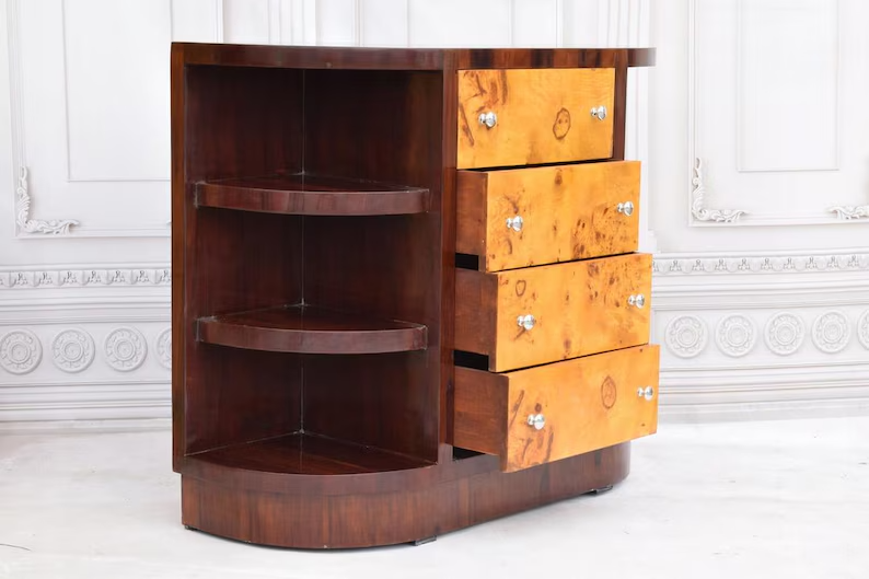 Stand Commode Art Deco – 4-Drawer Wardrobe with Shelves, Chest of ...