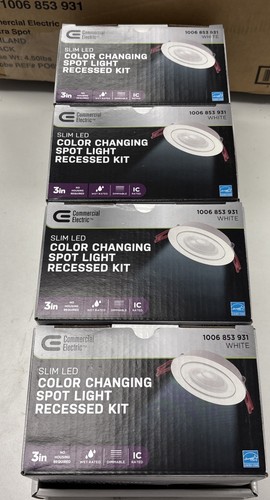 (4)Commercial Electric 3 in. Selectable CCT Ultra Spot Canless Recessed ...