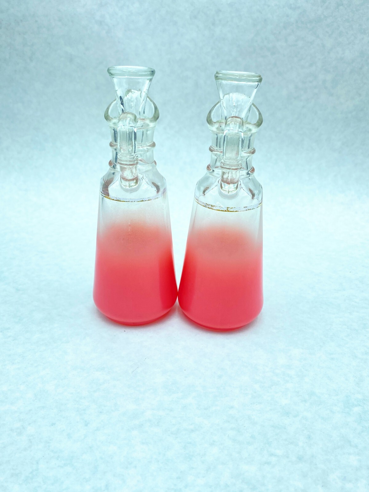 Vintage BLENDO Anchor Hocking Glass Cruet Oil & Vinegar Set Pink ...