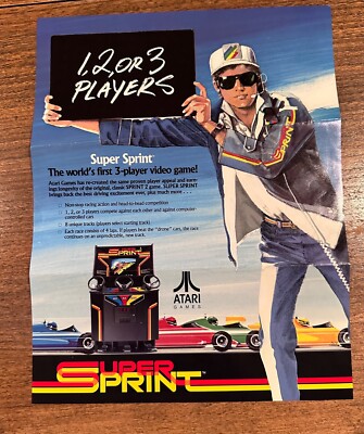 Atari Super Sprint Video Arcade Game Flyer, 1986 NOS | eBay