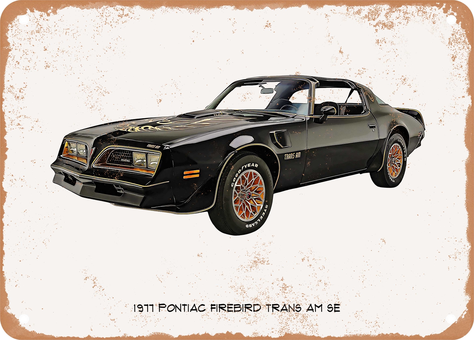 Classic Car Art - 1977 Pontiac Trans Am SE Oil Painting - Rusty Look ...