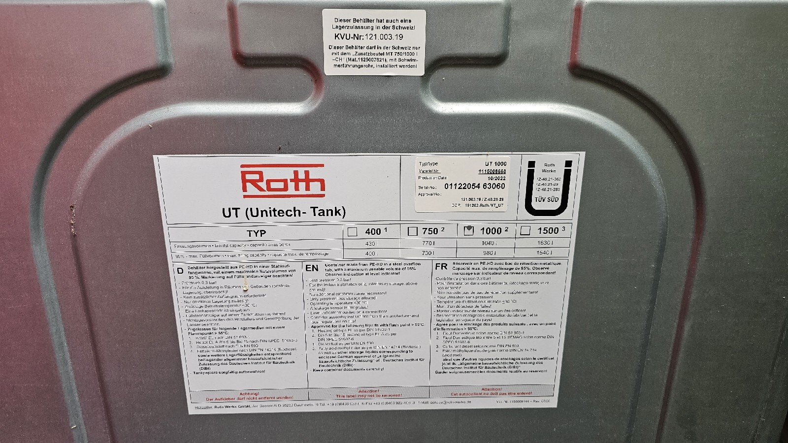 1000l Tank 3 Stück Roth Unitech Lagertank | eBay.de
