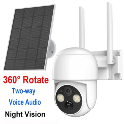 1080P PTZ Solar Security Camera Outdoor 360° Wireless WiFi Solar Camera ...