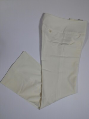 ALVIN VALLEY Women's Ivory Cotton Stretch Flat Front Wide Leg Lined ...