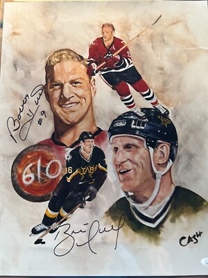 Bobby & Brett Hull - Dual Autographed 16x20 Cash Print - JSA COA HOF | eBay