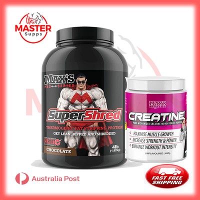 Max's Pro Series Super Shred Protein 4LB + Creatine Monohydrate 400g ...