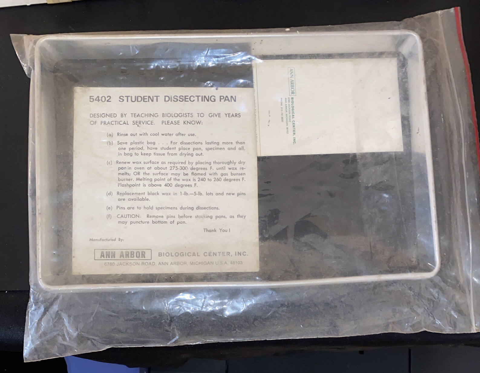 Student Dissecting Pan - Enamel With Wax with 4 Pins - 10 x 7 X 1.5 | eBay