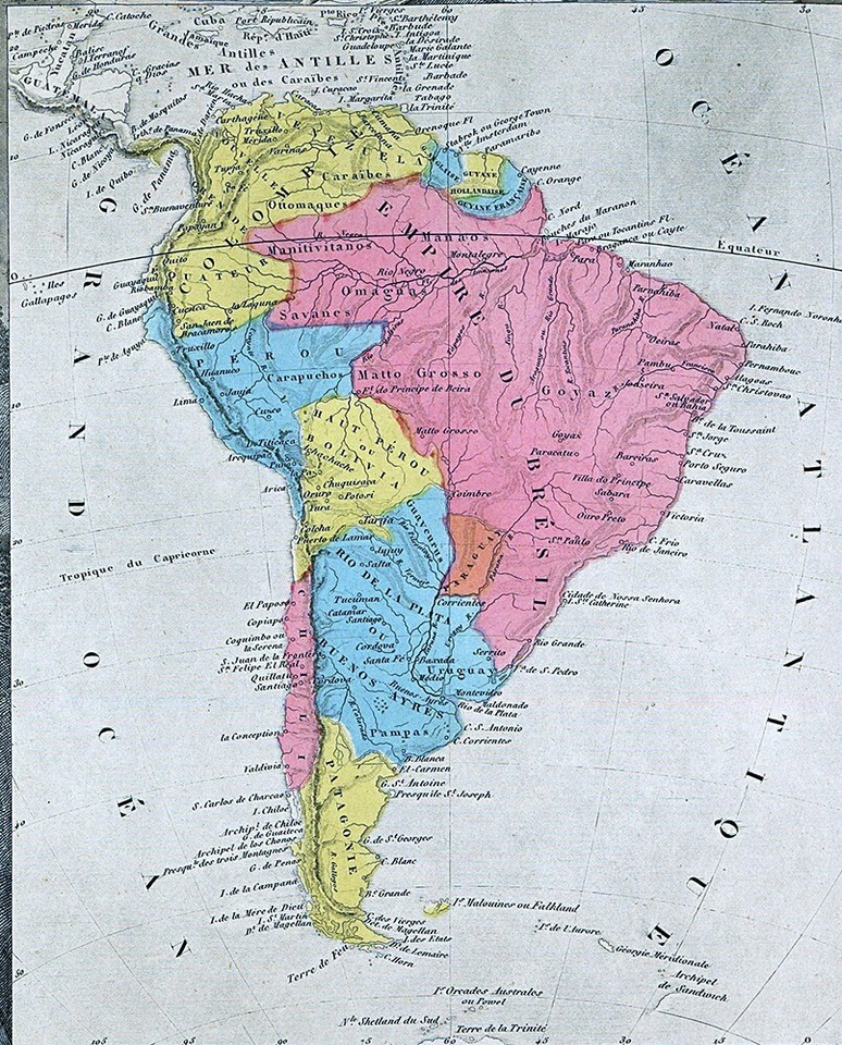 1861 Levasseur Map South America Brazil Colombia Peru Bolivia Chili ...