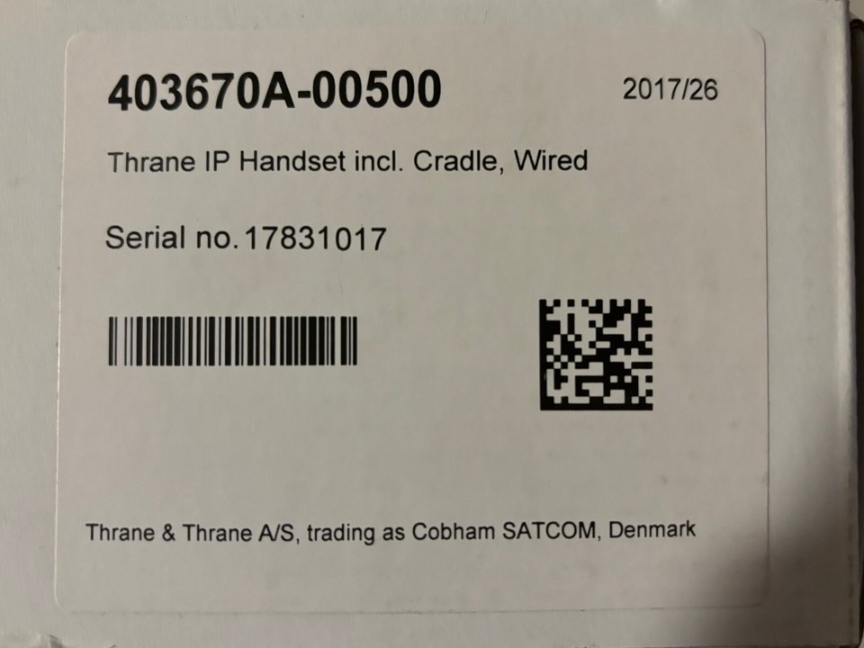 COBHAM THRANE TT-3672A IP Handset & Cradle FleetBroadband FleetOne NEW ...