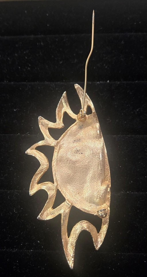 Vintage Half Moon Sun Face Brooch | eBay
