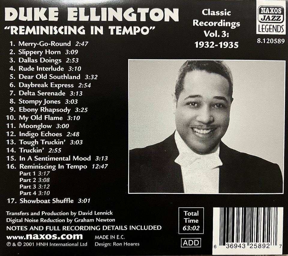 Duke Ellington: Classic Recordings Vol.3 - Reminiscing In Tempo 1932 ...