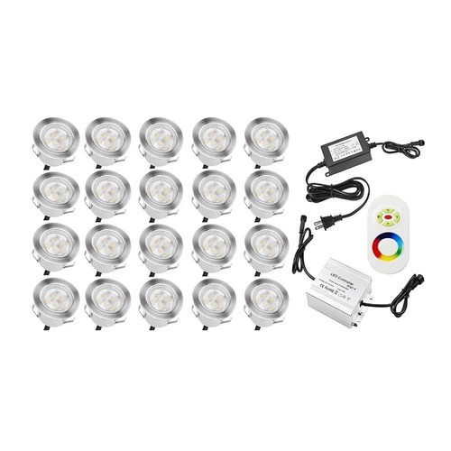 20pcs Stainless Steel Low Voltage LED Deck Lights Multi Color RGB ...