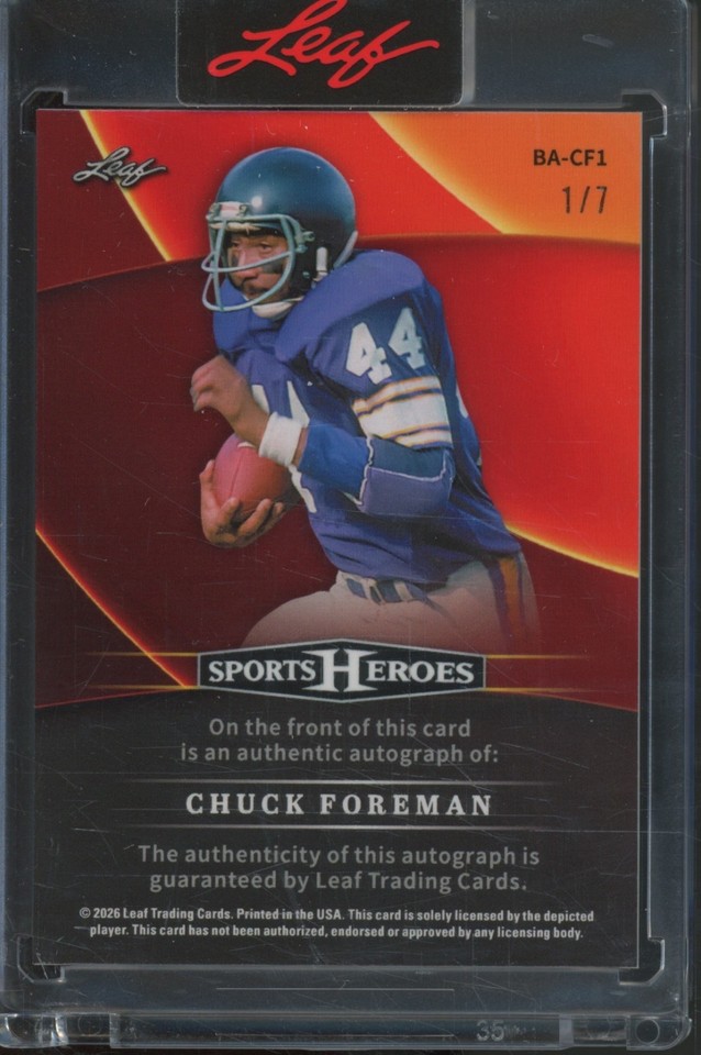 2026 Leaf Sports Heroes Prismatic Green Chuck Foreman 1/7 Auto ...