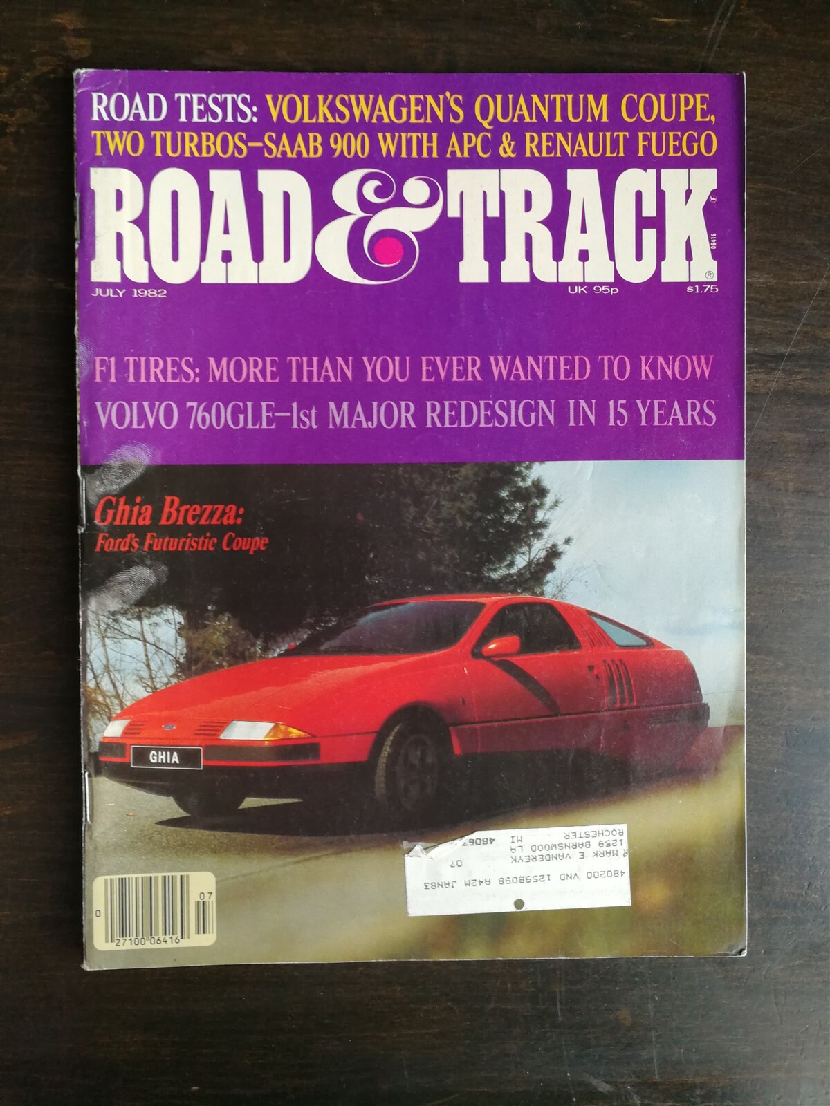 Road & Track Magazine July 1982 - Ghia Brezza - Mazda RX-7 - SVO Turbo ...