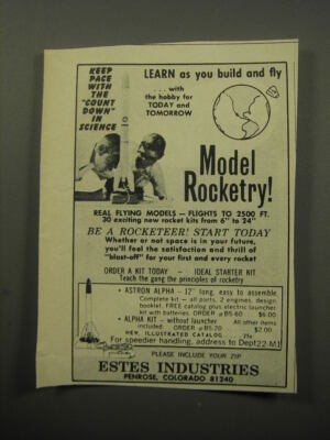 1966 Estes Astron Alpha Model Rocket Ad - Learn as you build and fly | eBay