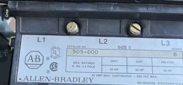 Allen Bradley 505-DOD Size 3 50HP FWD/REV Starter Contactor *GREAT ...