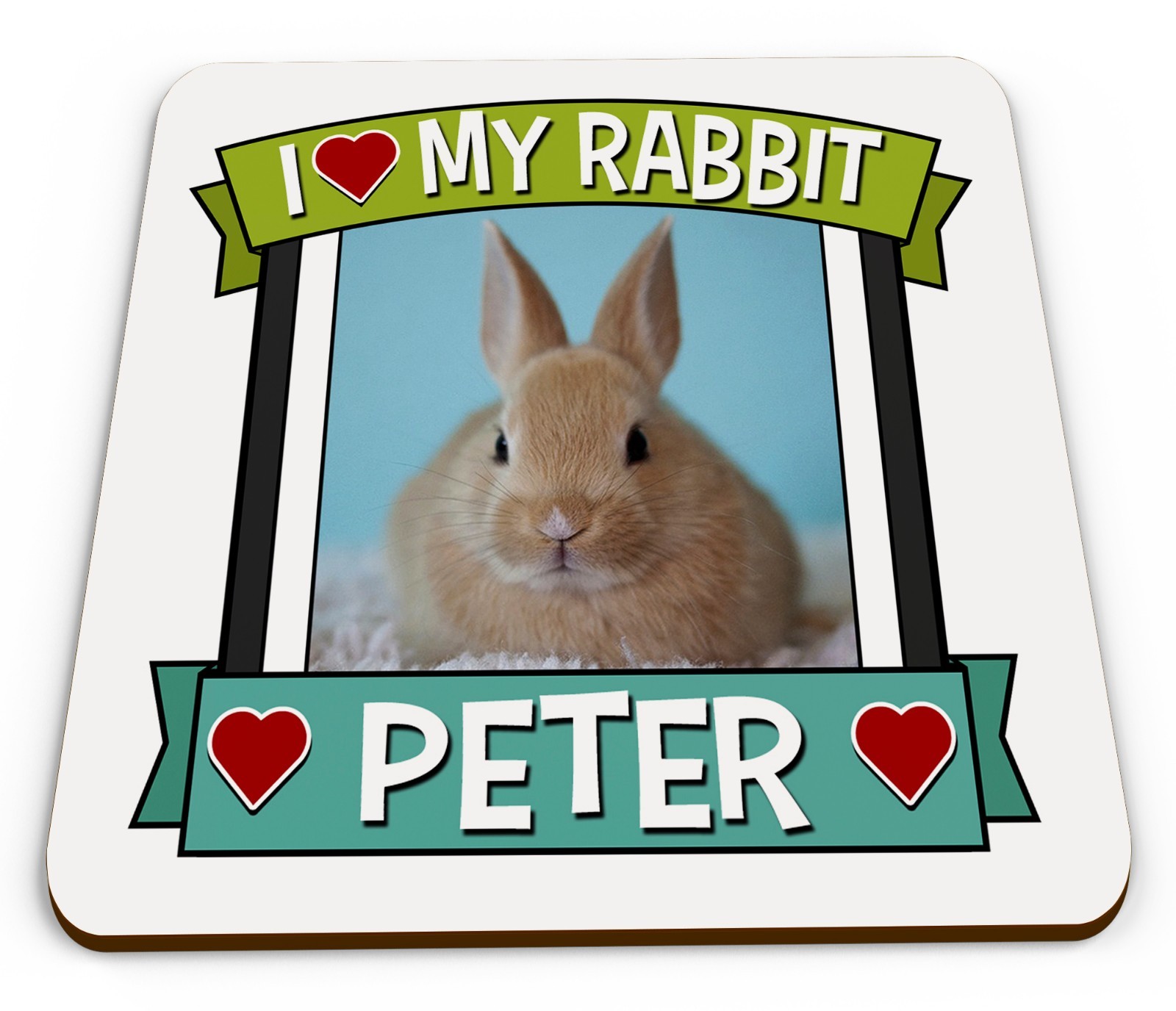 Personalised I love My Rabbit Cute Novelty Gift Glossy Mug Coaster ...