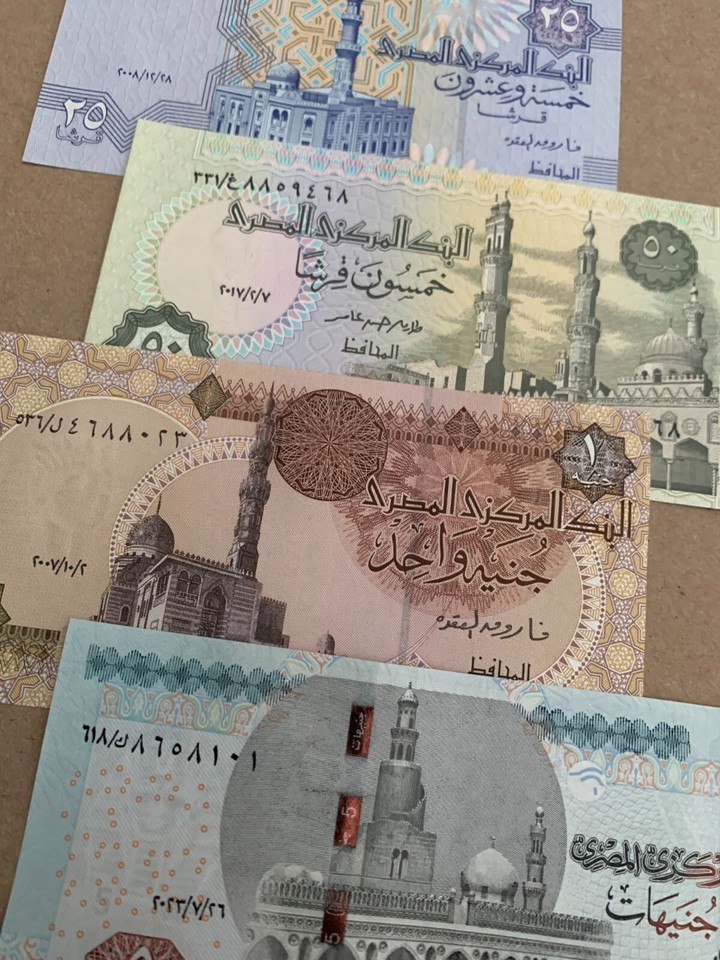 4 Pcs Egyptian Pound Banknote Set World Paper Money Egypt Currency Lot ...